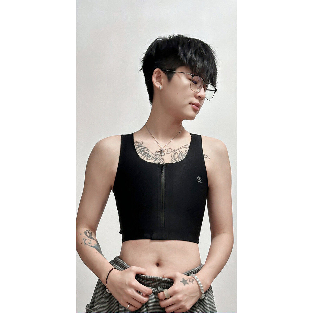 Zipper Chest Binder Traceless Zip Up Breast Binder Crop Top Underwear ...