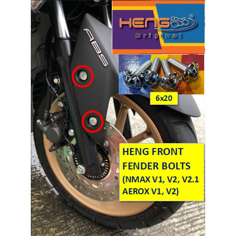 HENG ORIG CNC TYPE FRONT FENDER BOLTS for NMAX V1,V2,V2.1 AEROX V1,V2 ...