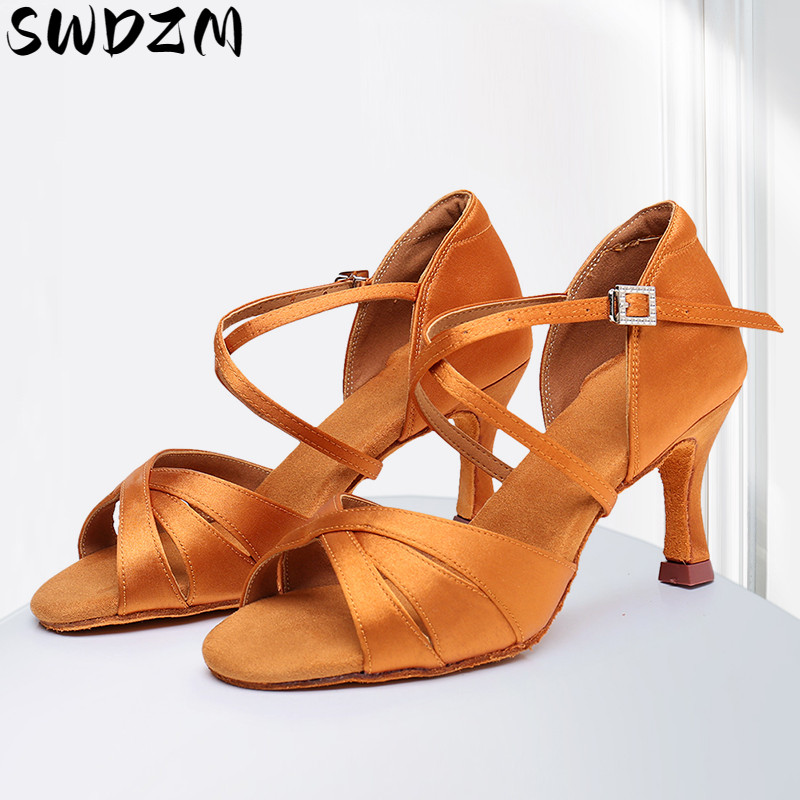 Latin Dance Shoes Women 5.5/7.5cm Satin Soft Sole National Standard ...