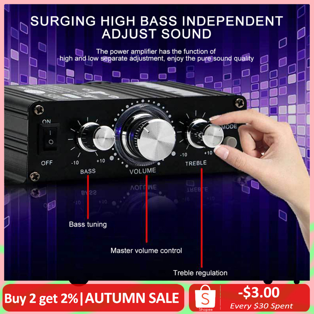 2 Channel 30W+30W HiFi Amplifier Speaker Amplifier Home Bluetooth Power ...