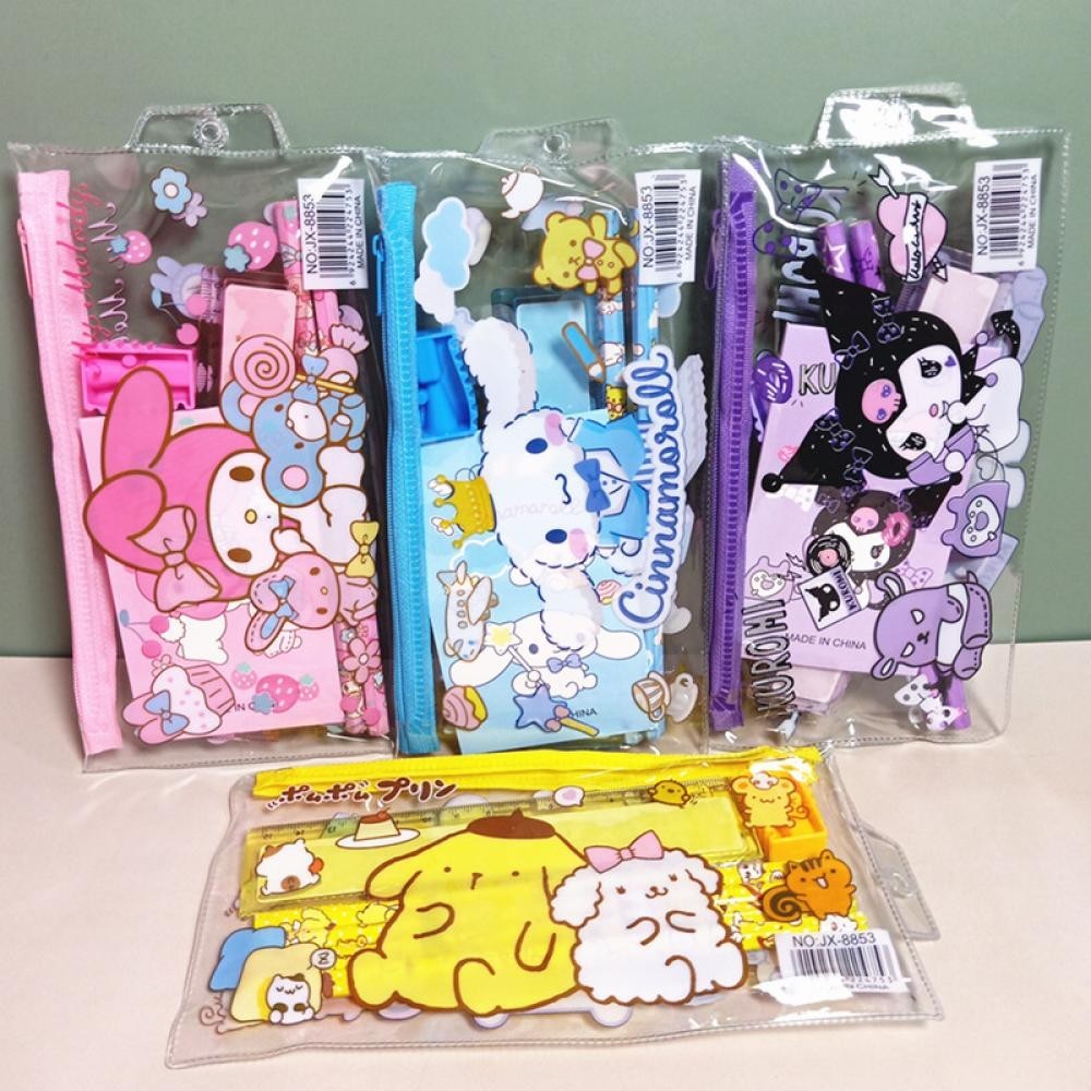 Anime Sanrio Melody Kuromi Stationery Set Cinnamoroll Student Cartoon ...