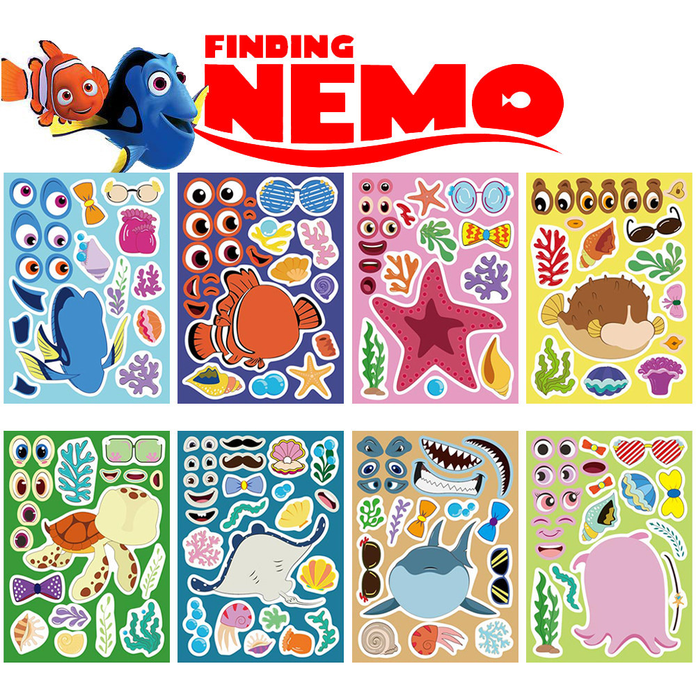 8pcs Disney Cartoon - Finding Nemo Puzzle Sticker Children's DIY ...