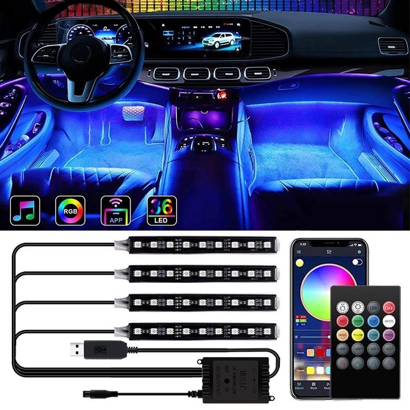 RGB LED Strips Car Interior Atmosphere Decorative Foot Lamp Door Side ...