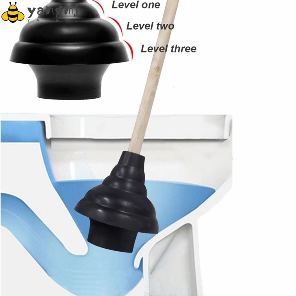 YANGMJ Large Drain Plunger, Heavy Duty with Wooden Handle Rubber Toilet ...