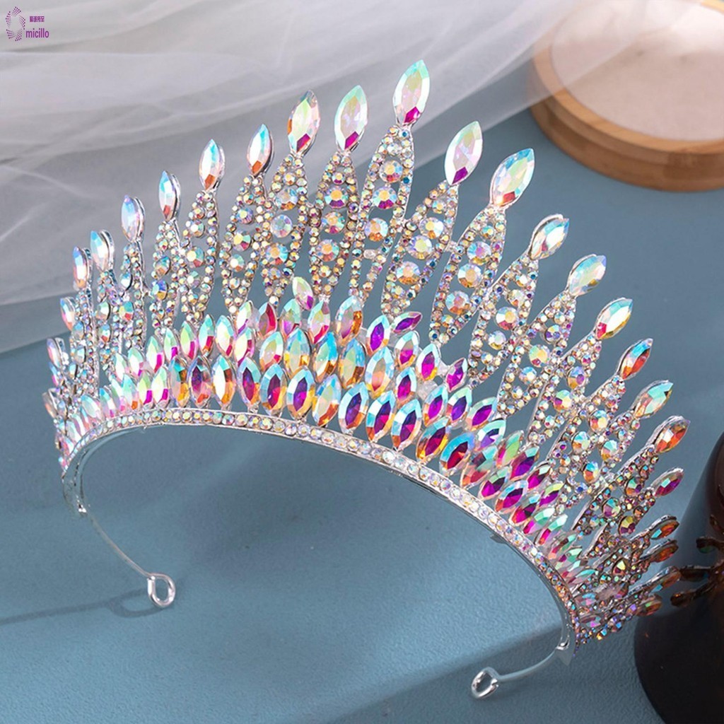 Bride Rhinestone Crown Wedding Tiara Large Round Lightweight Wedding ...