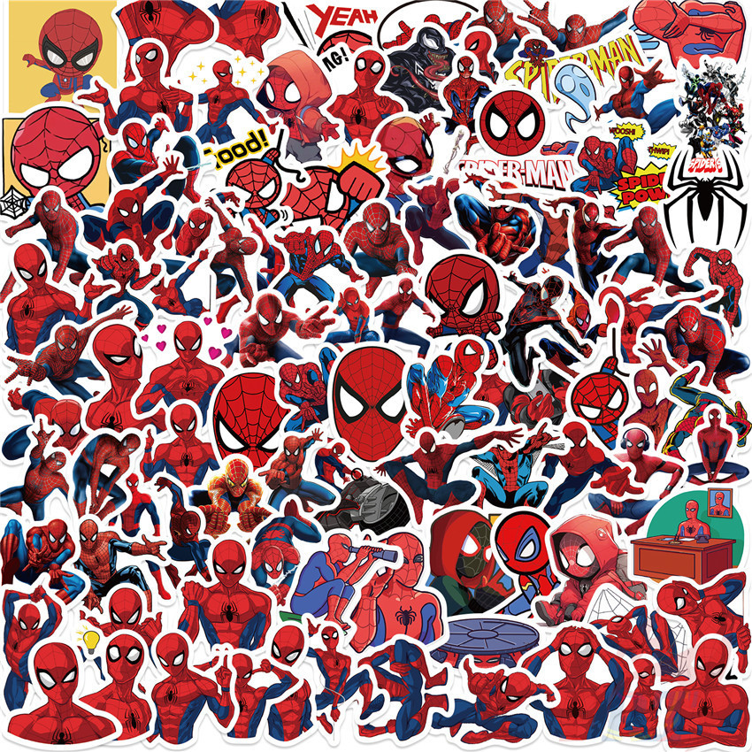 100Pcs/Set Spider-Man Stickers DIY Waterproof Fashion Doodle Decals ...