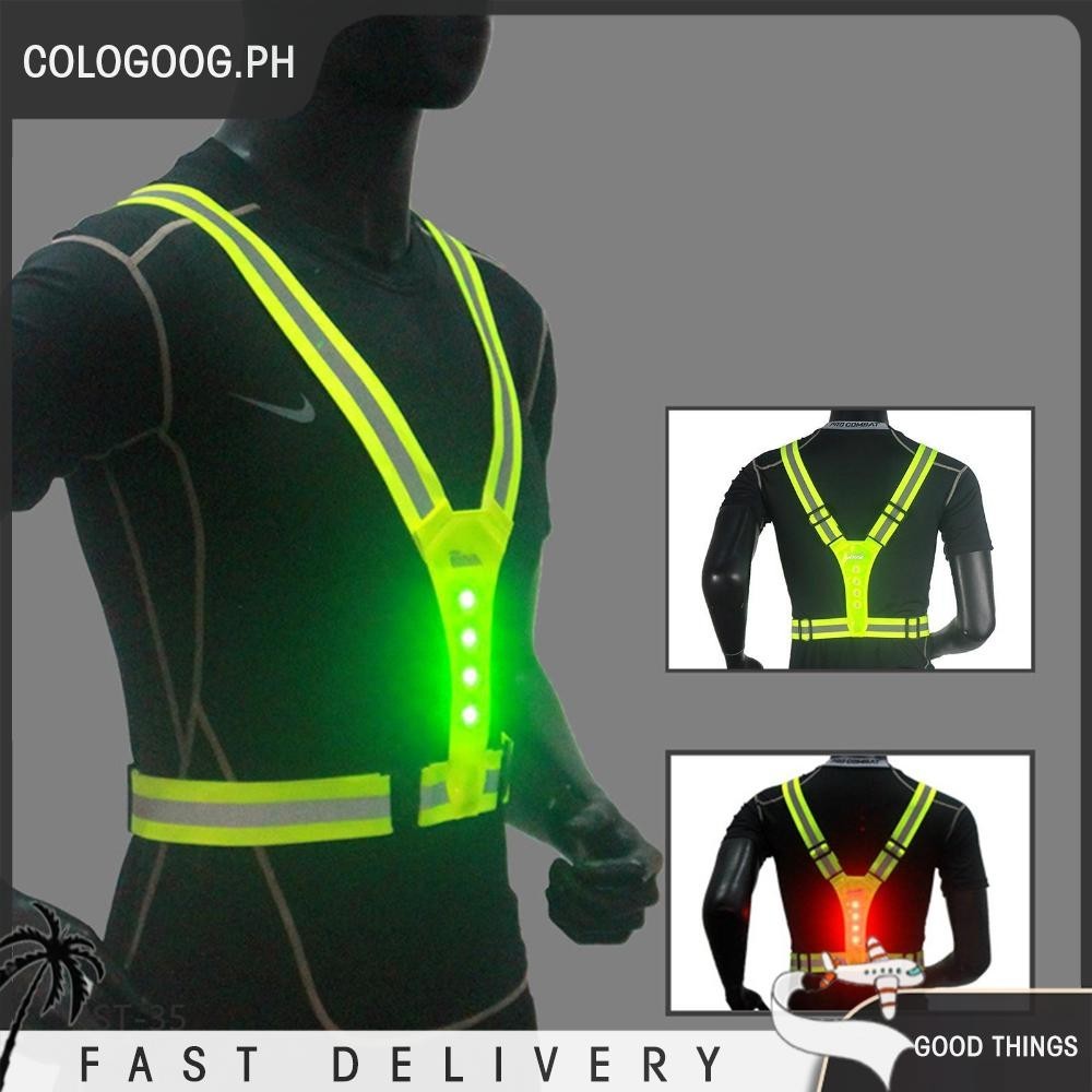 LED Reflective Running Vest, Adjustable Elastic Men/Women Vest, High ...