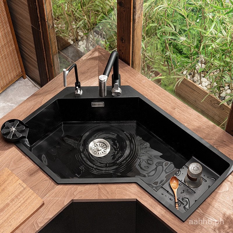 Koenner Corner Diamond-Shaped Sink Quartz Stone Large Single Bowl ...