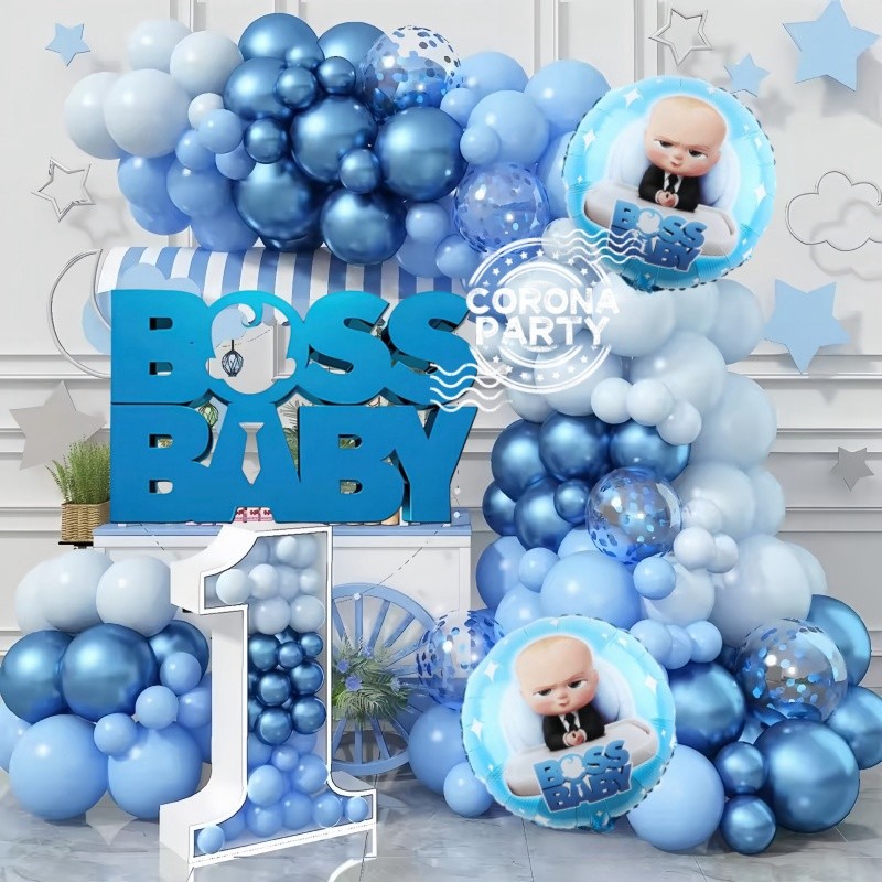 Boss Baby Theme Balloon Garland Arch Kit Blue Number Foil Baby Shower ...