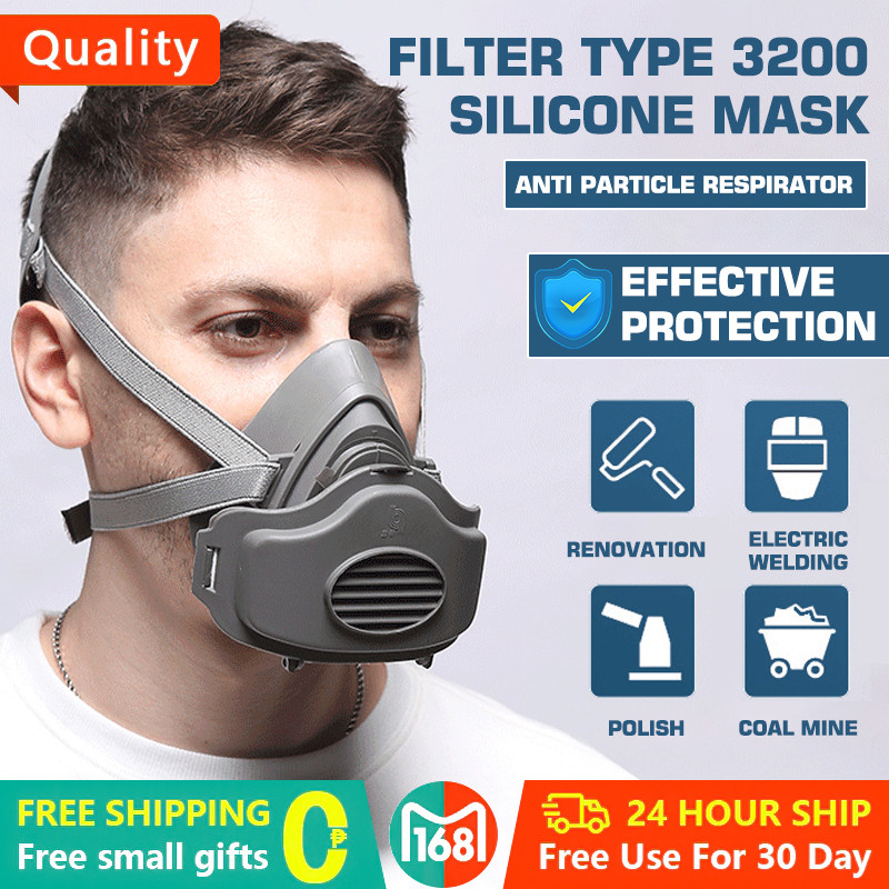 3M Dual Filter Gas Respirator Mask Chemical Anti-DustPaint Industrial ...