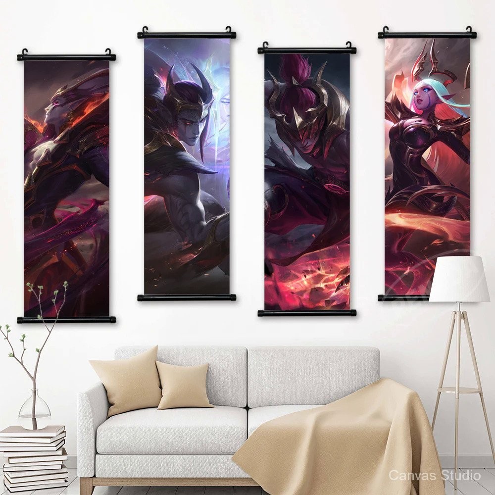 League Of Legends Wall Artwork Aphelios Hanging Scrolls Canvas Soraka ...