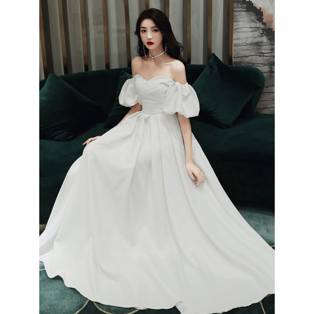 White Evening Dress Elegant Celebrity Long Student Party Birthday One ...