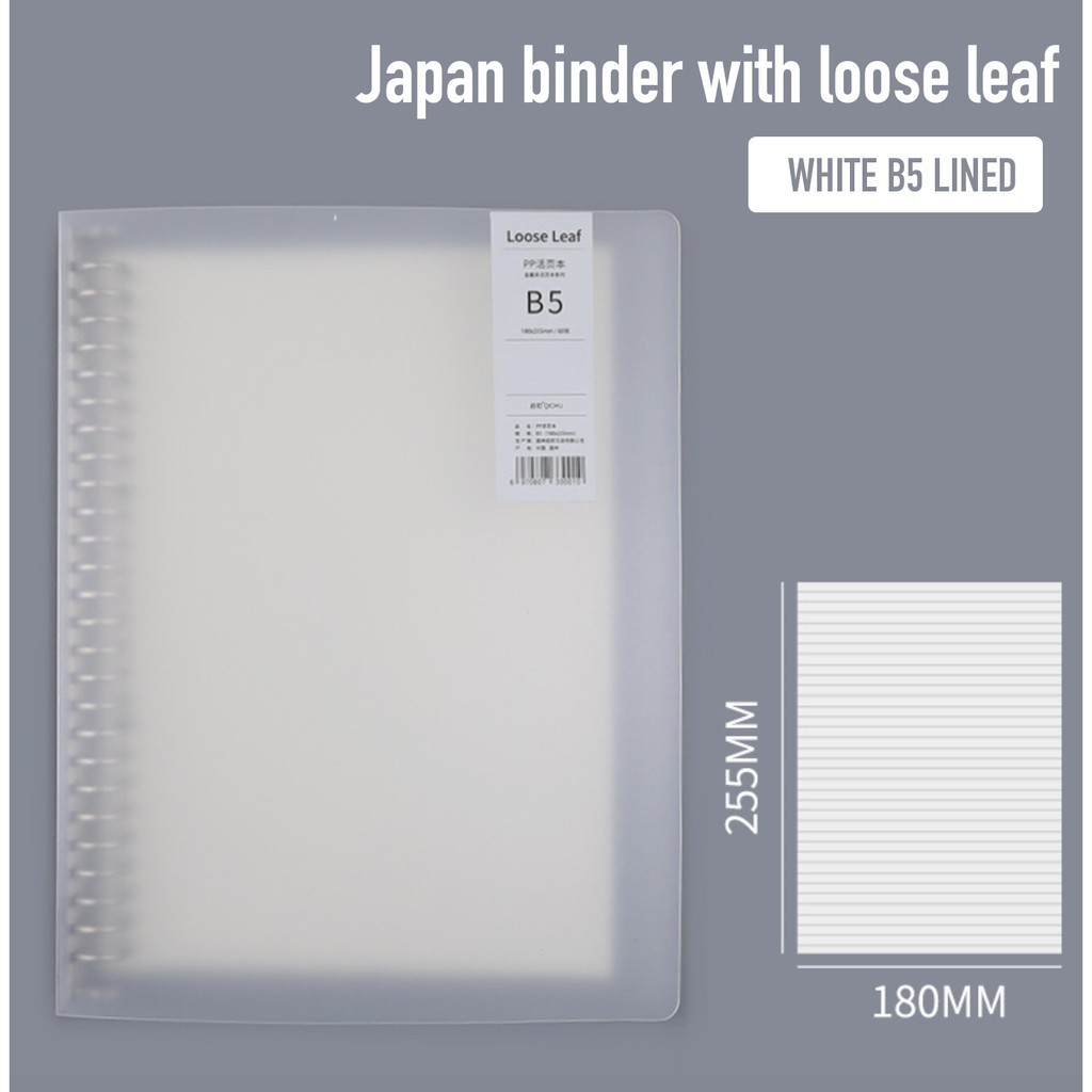 ♞Japan PP binder with loose leaf 20/26 holes A5 B5 (refillable ...