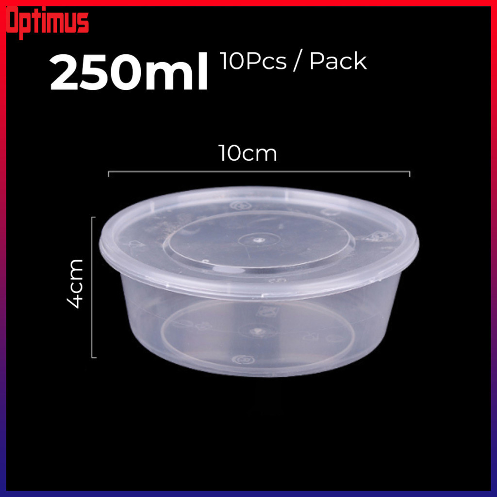 Optimus Depot 250ml 10oz Microwaveable Food Grade Round Container -10 ...