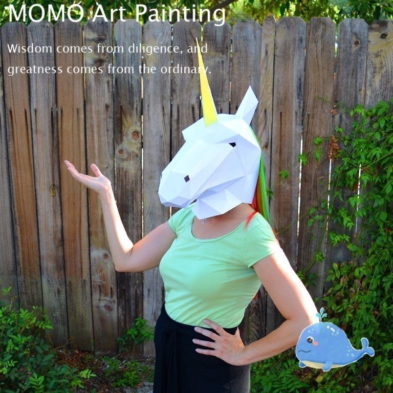 MOMO Helmet Headgear Unicorn Mask Wearable Handmade Paper Model Fancy ...