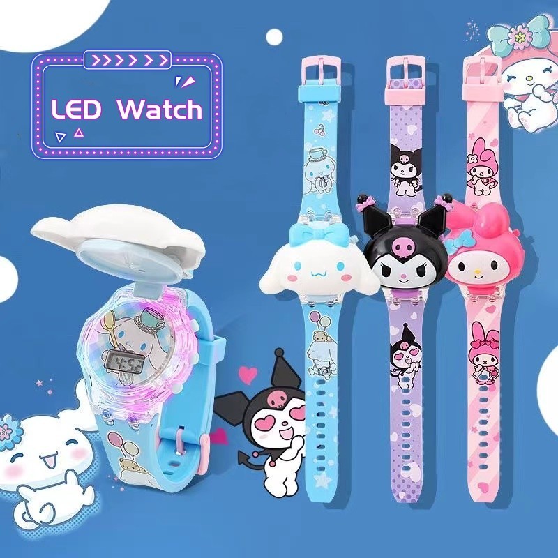 Sanrio Kuromi Led Watch for Kids Girls 3D Melody Cinnamoroll Flip ...