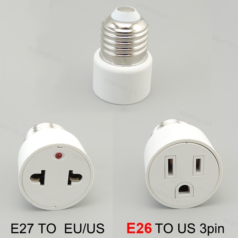 100-240V E26 E27 Bulb To US/EU Plug Light Fixture Bulb Base Lamp Socket ...