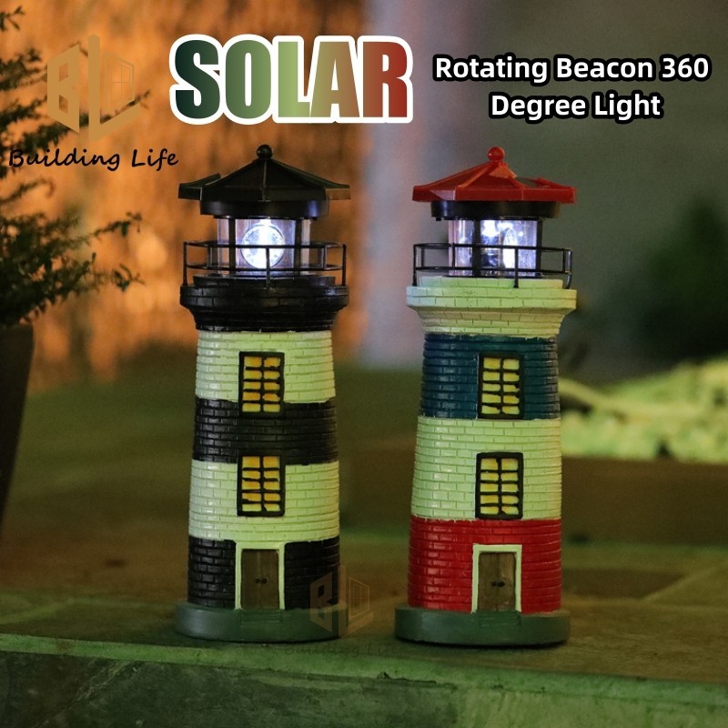 Solar Lighthouse Light Rotating Beacon 360 Degree Light Solar Light ...