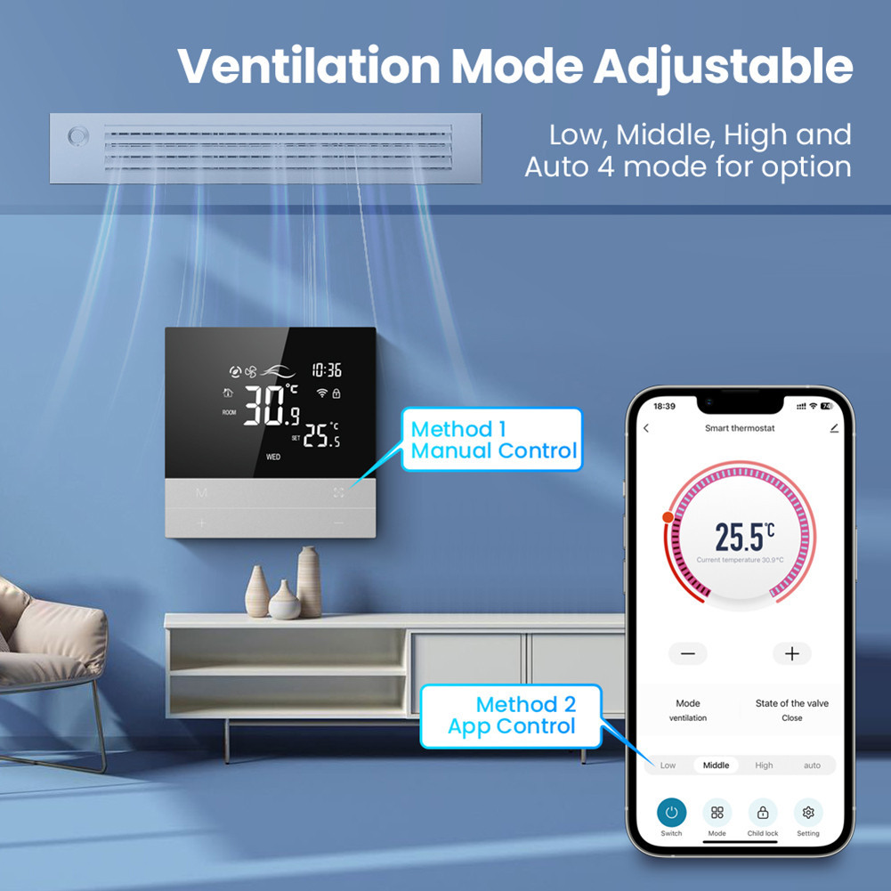 Wifi Central Air Conditioner Regulator App/Voice Controller Smart Tuya ...