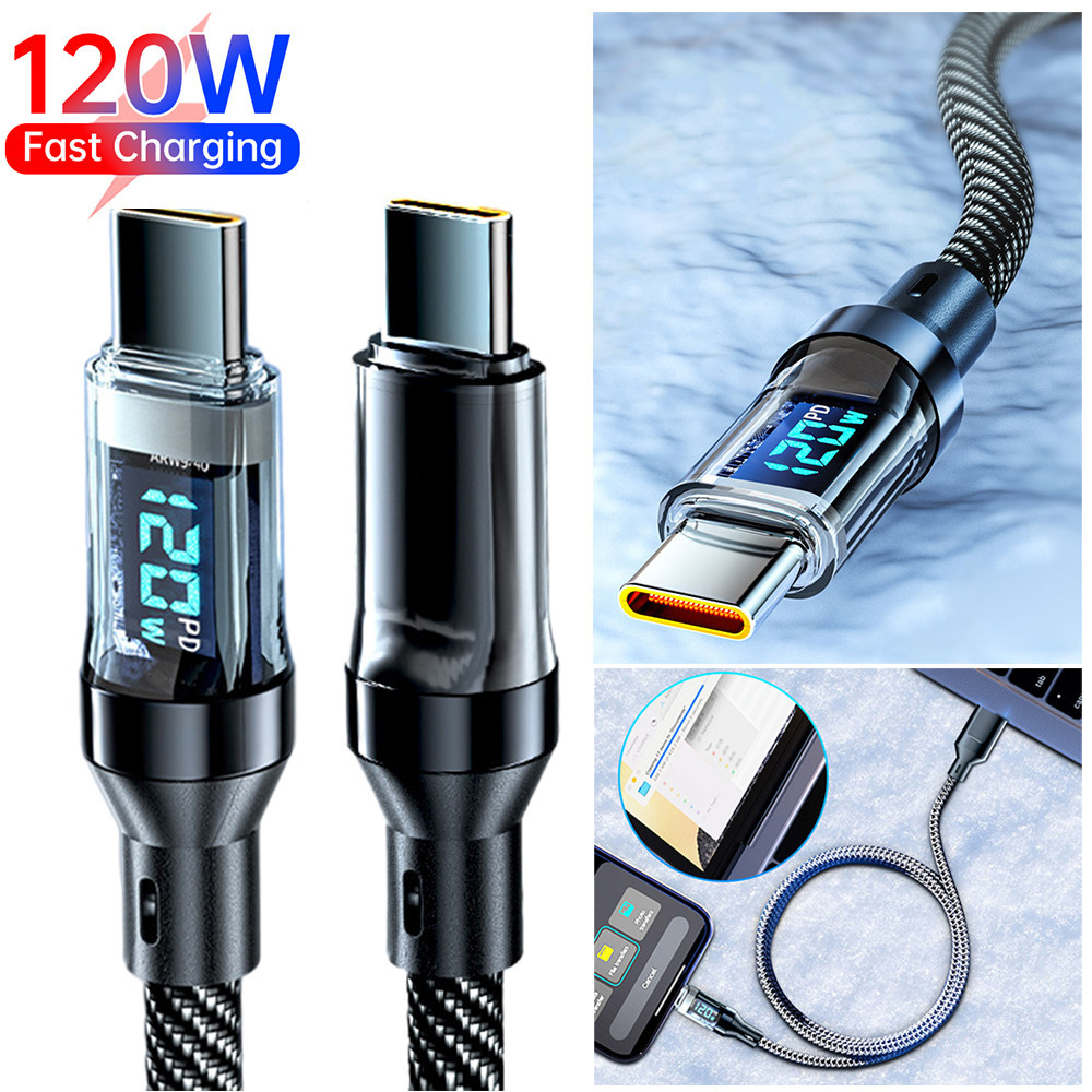 USB Type C Charge Cable 120W/5A Fast Charging USB-A to USB-C Cord with ...