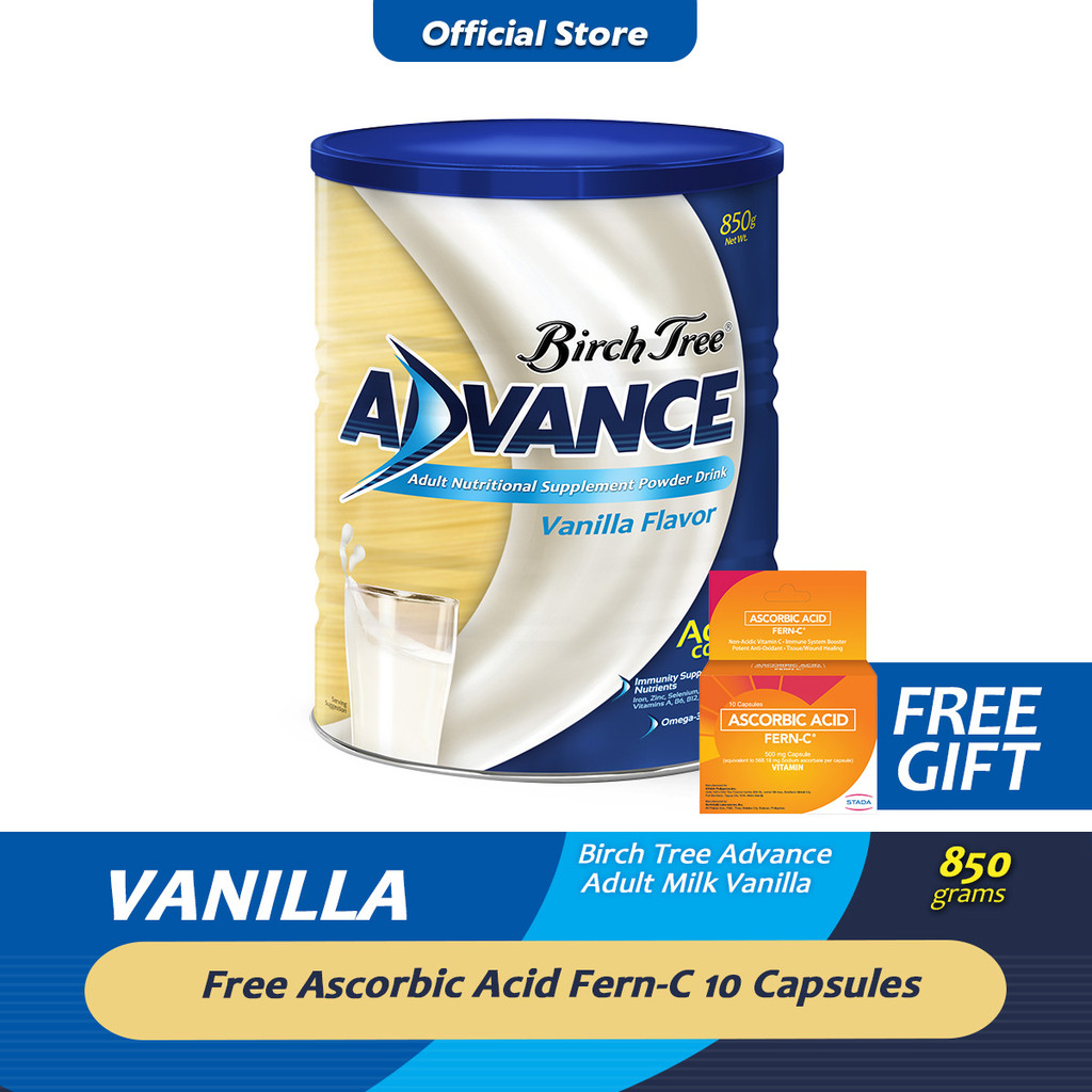 Birch Tree Advance Adult Milk Vanilla 850g with Free Vitamins. | Shopee ...