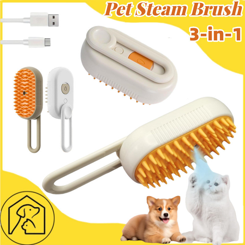 3 in 1 Pet Steam Brush Massage Comb Cat Dog Electric Mist Spray Brush ...
