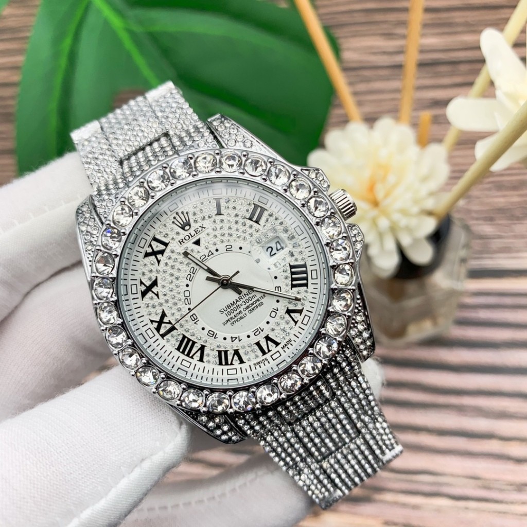 Rolex High-End Business Swiss Watch Full Diamond Date Display Fashion ...