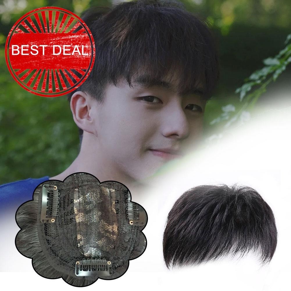 Male Clips-On Short Hair Wig Head Top Replacement Blocks Wig Hair ...