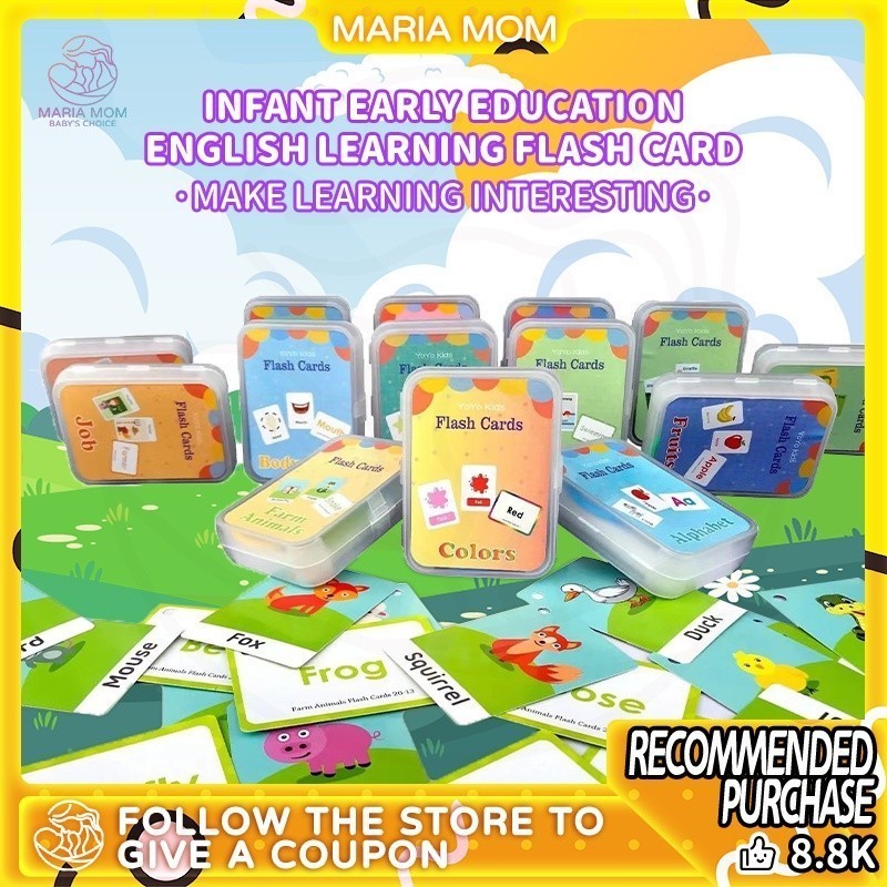 Flash Cards Baby Learning Card Family Preschool Education Learn English ...
