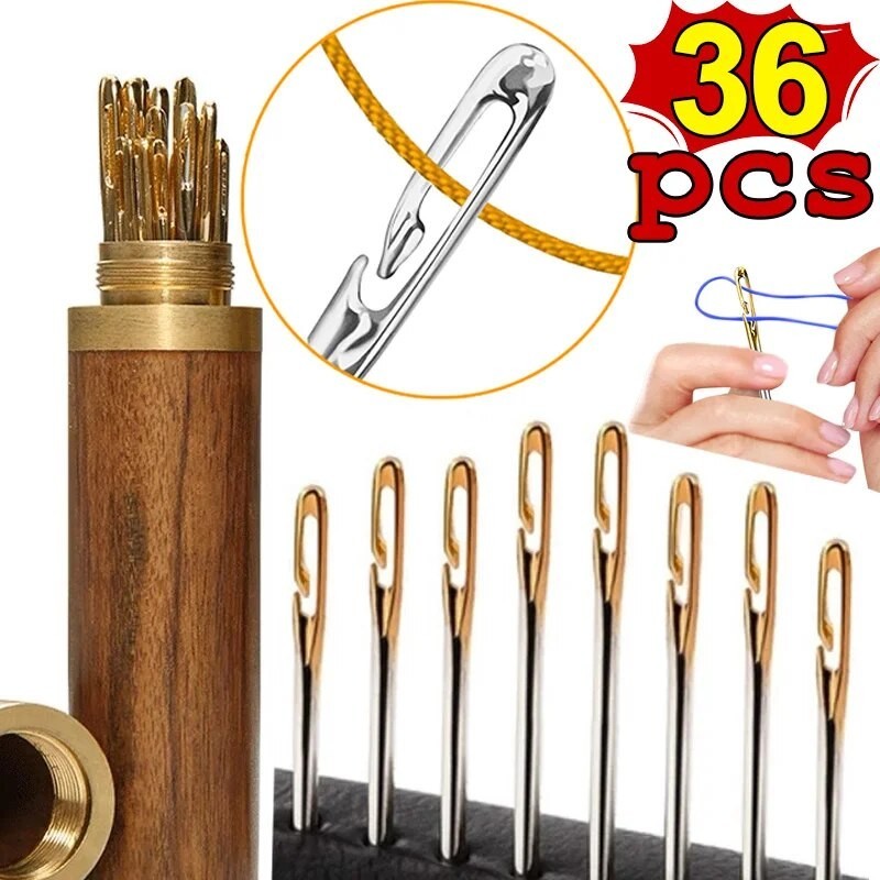 12Pcs/Set Side-Open Simple Elderly Blind Needle Self-Threading Sewing ...