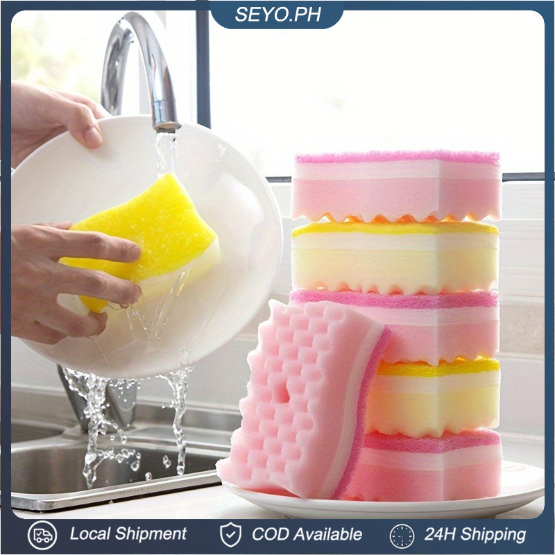 4Pcs S-type Wave Sponge Water Absorbing Sponges Dishwashing Sponge ...