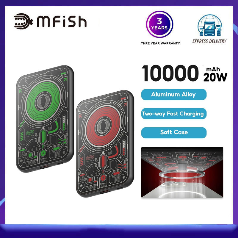 mfish 10000mAh Ultra-Thin Mag-netic Power Bank – 20W Fast Charging, Sleek Aluminum Design ...