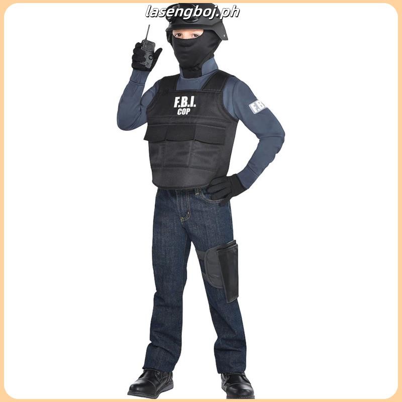 Halloween Kids Costume Cosplay FBI Agent Bulletproof Vest Outfits 5 ...