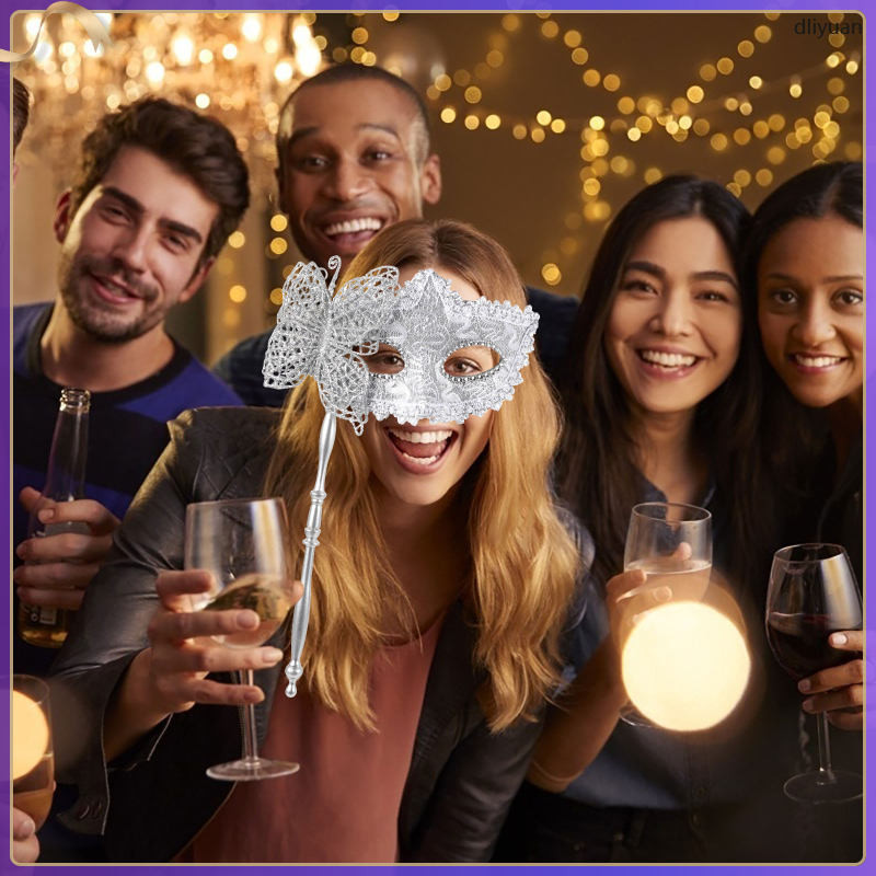 Masquerade Mask With Stick Fancy Dress Mask Dancing Party Mask Prom ...
