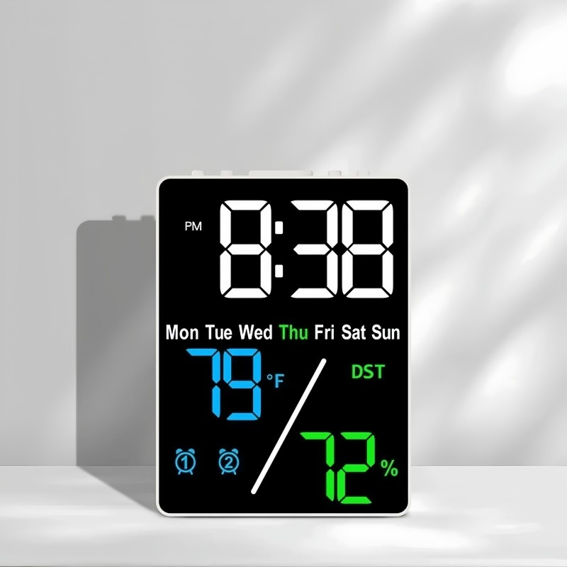 Temperature Electronic Wall Clock Voice Control Multi-functional ...