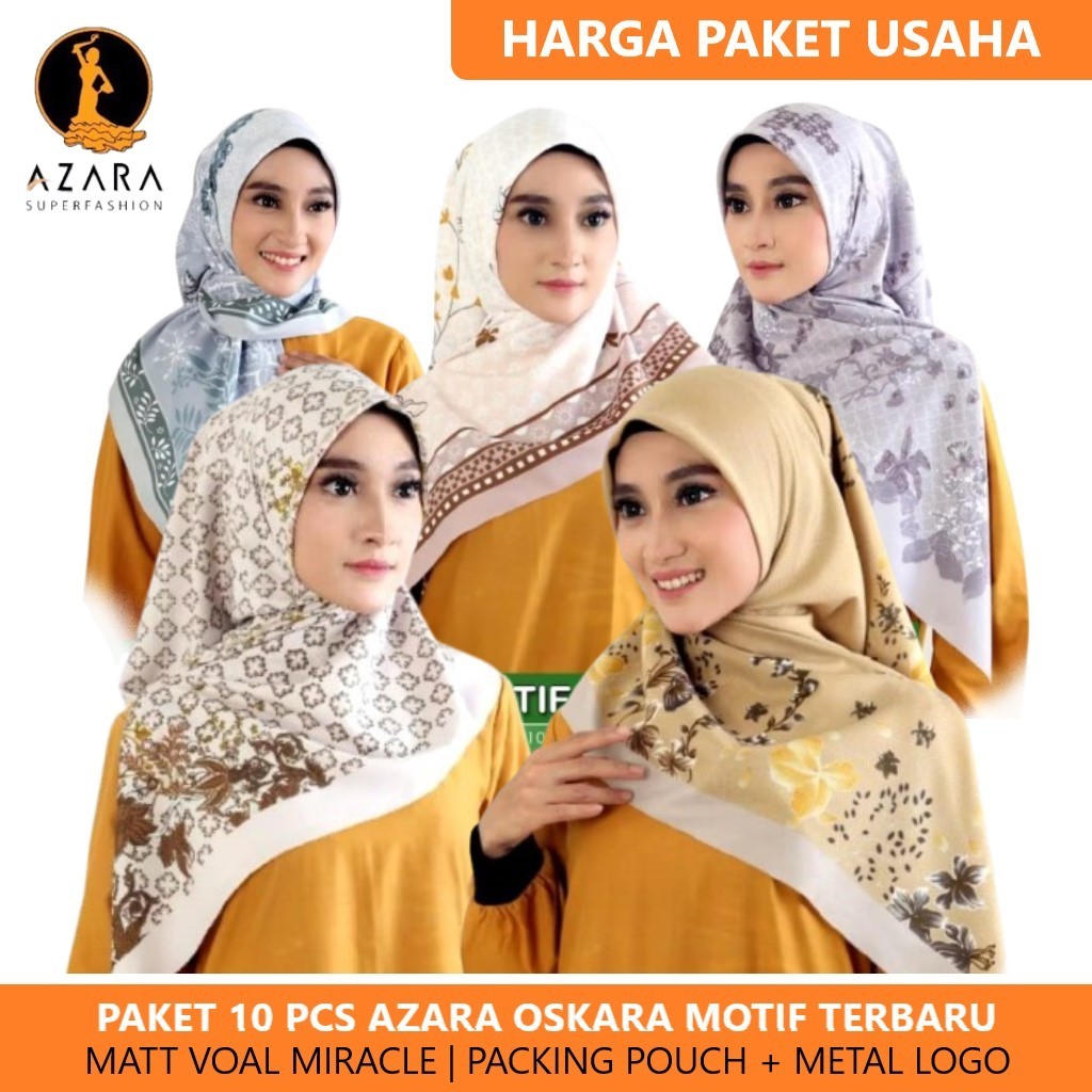 NC Package of 10 Oskara Square Hijabs with Azara Premium Motif - Laser ...