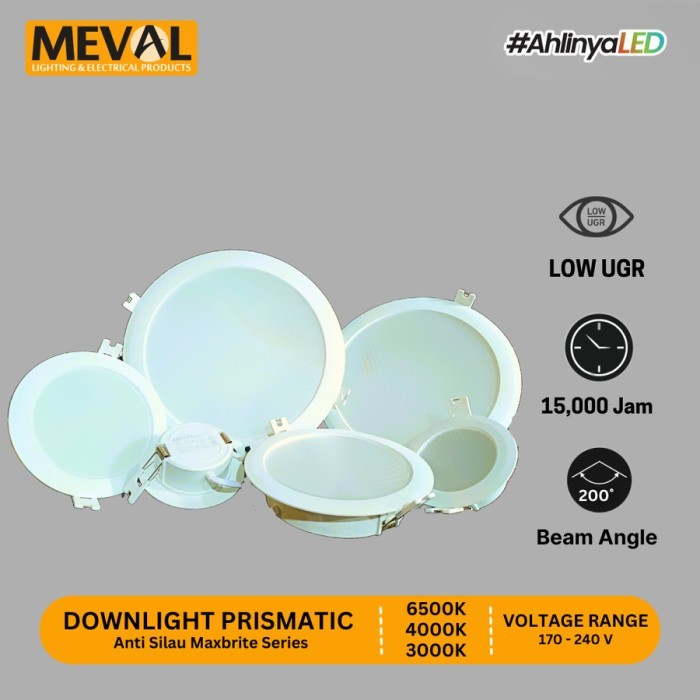 Meval Prismatic LED Downlight - Anti Glare Maxbrite Series | Shopee ...