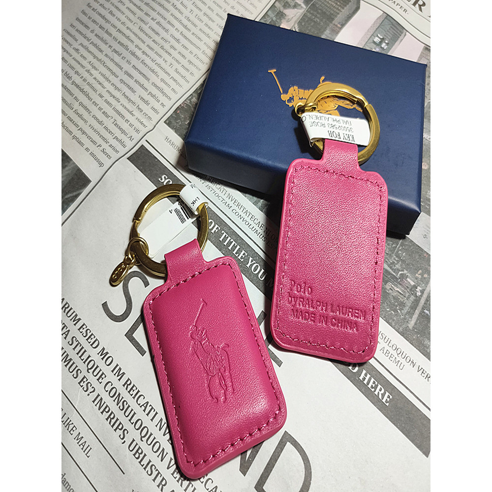 RALPH LAUREN Same Style First Layer Cowhide Keychain POLO Classic Gift ...