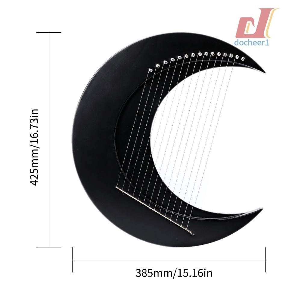 15 String Crescent Moon Type Lyre C Key Harp Portable Lyre Steel Wire