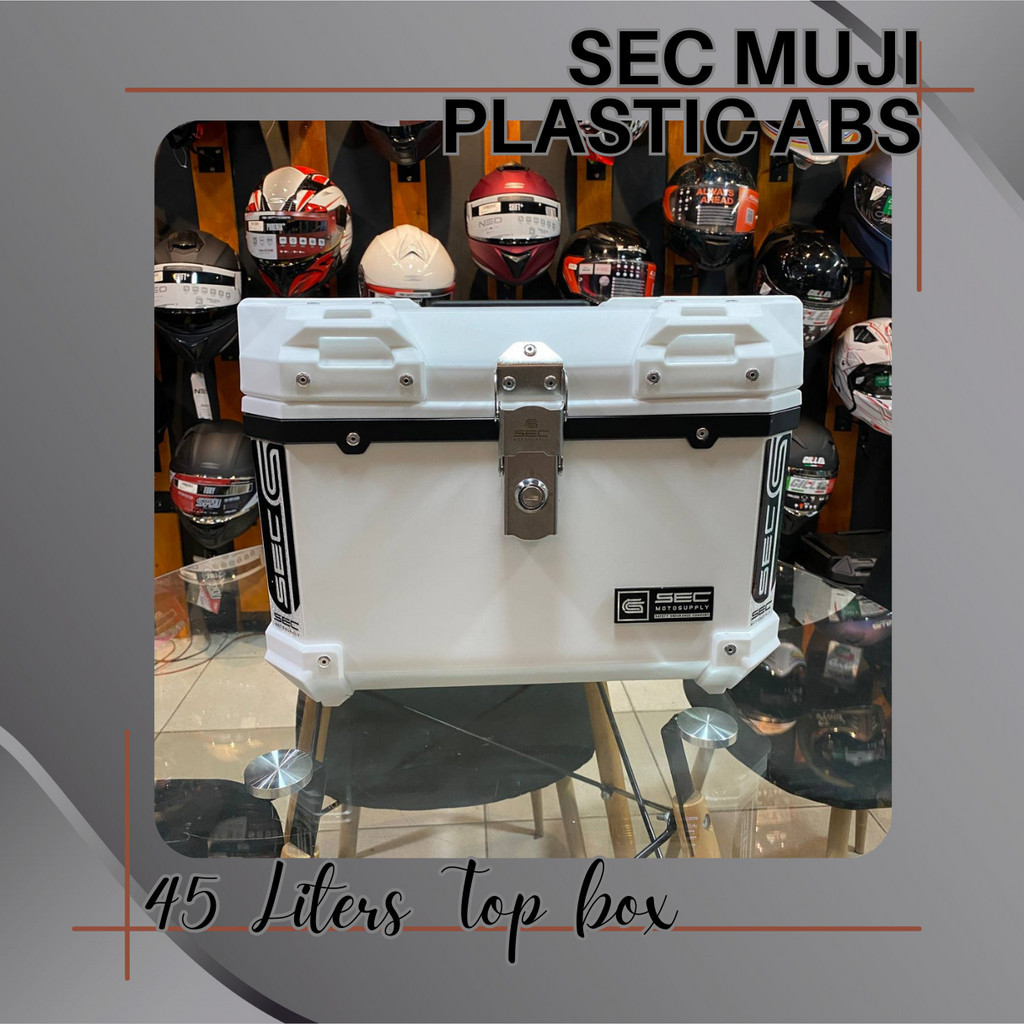 SEC muji hard plastic motorcycle top box 45L white moto trendz | Shopee ...