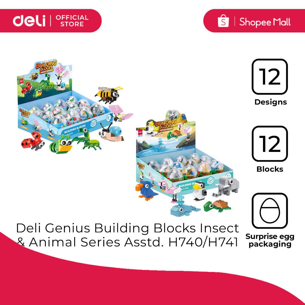 Deli H740/H741 Genius Building Blocks Insect & Animal Series Asstd ...