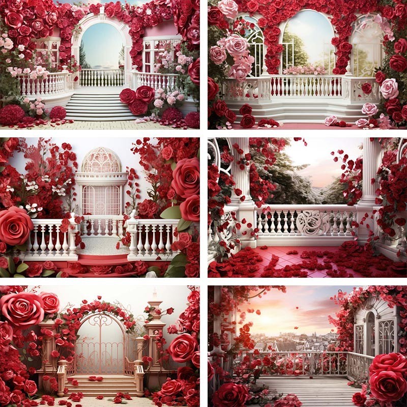 Red Rose Backdrop Photography Kids Children Adult Girls Pink Flowers ...