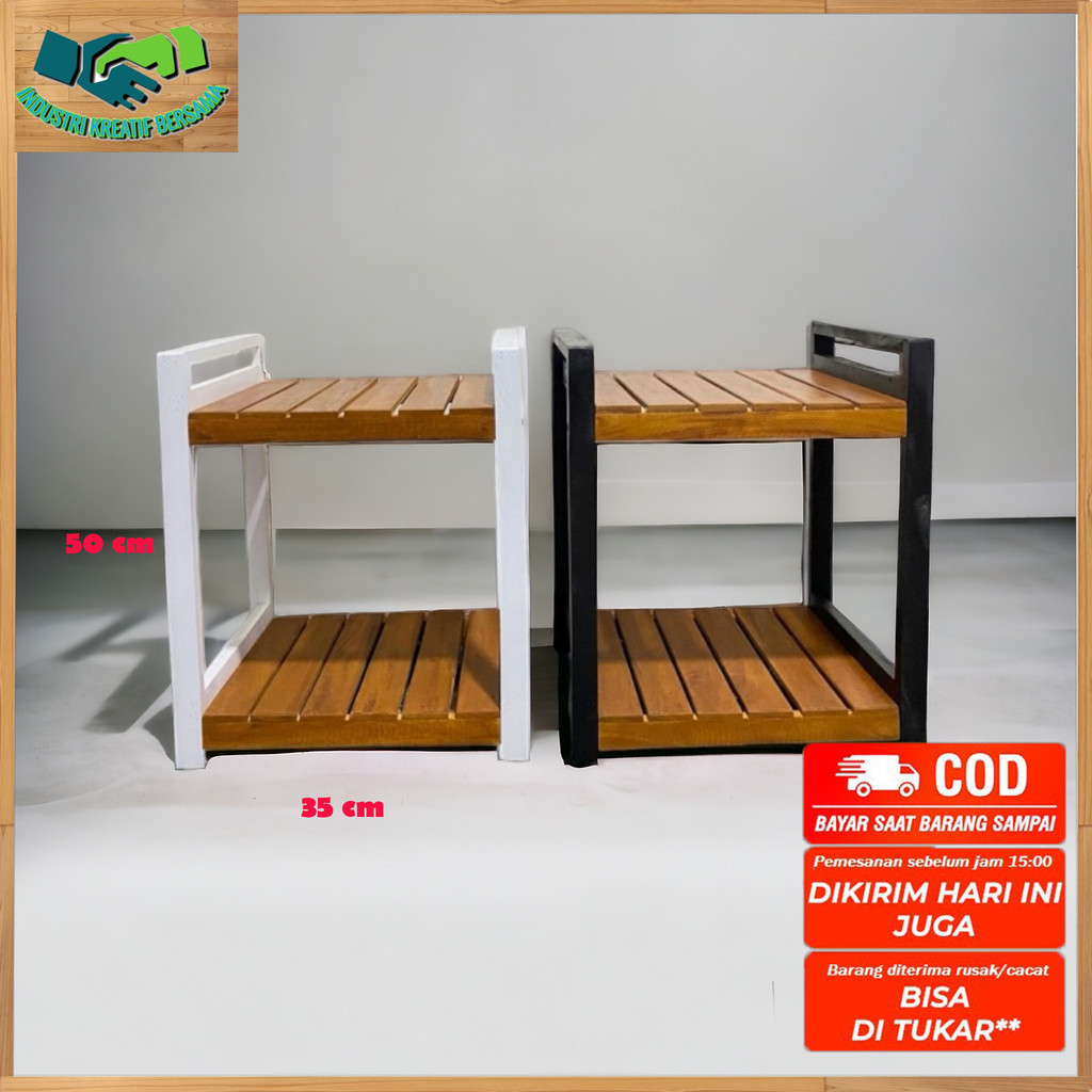 HITAM PUTIH KAYU Gallon Dispenser Table Rice Cooker Rack Wooden Shelf ...