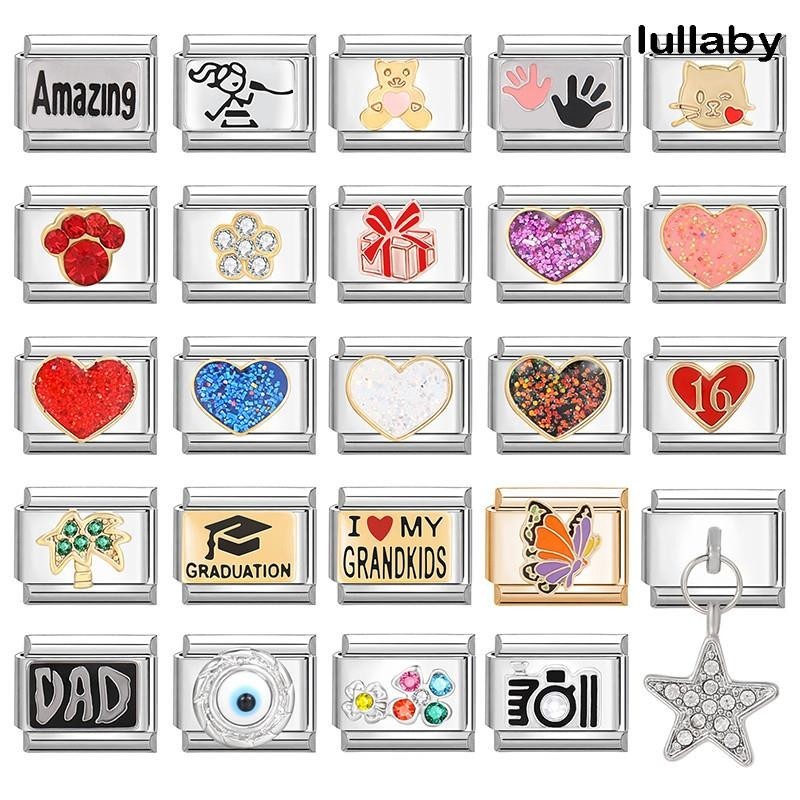 Romantic Rainbow color Heart Flower Wing Italian Charm Links Fit 9mm ...