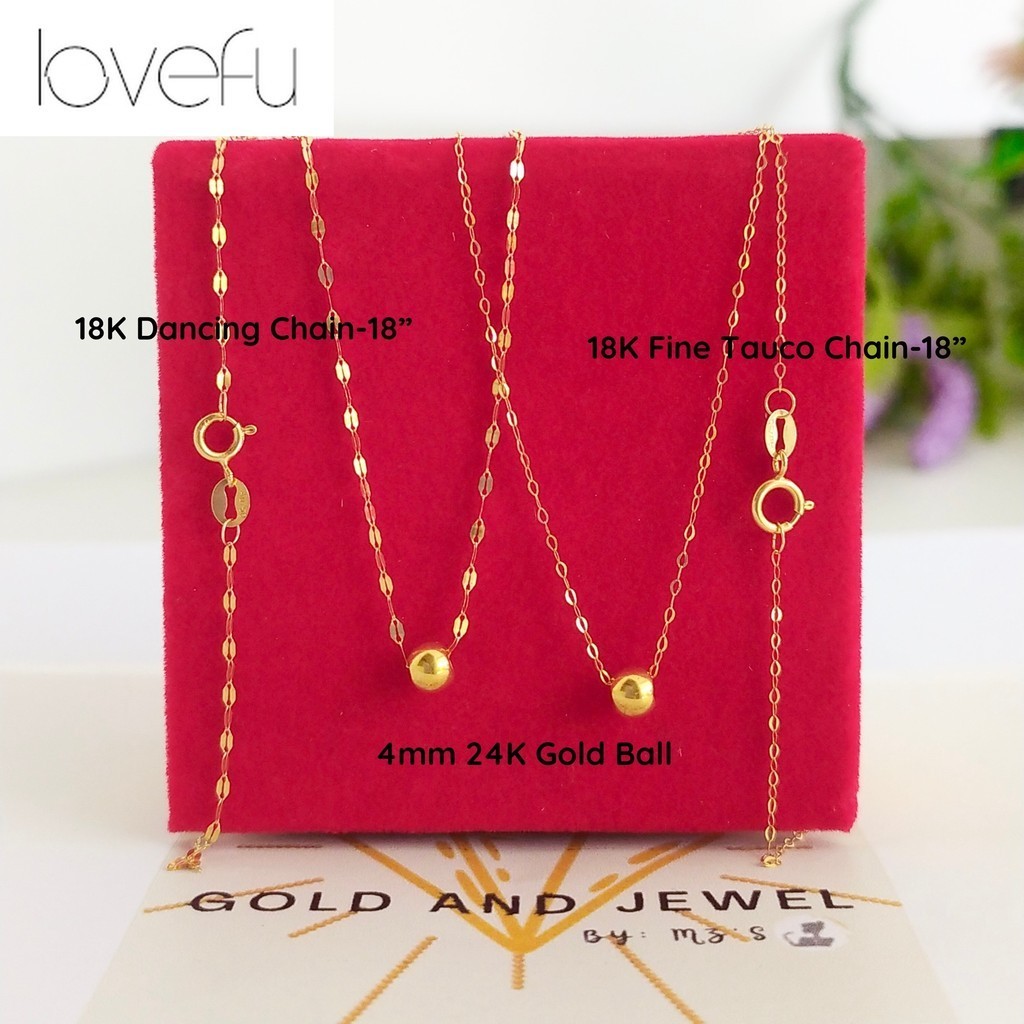18K 24K Gold Mini Ball Minimalist Lightweight tauco and dancing chain ...