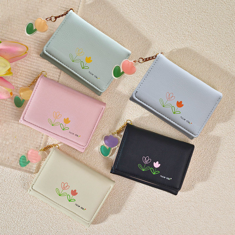 Sylvain Tulip Simple Wallet Folding PU Short Wallet Women Small Wallet ...
