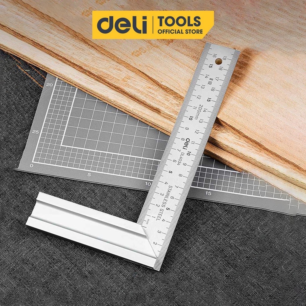 Deli Metal Square Ruler Size 200mm - Used for Measurement in ...