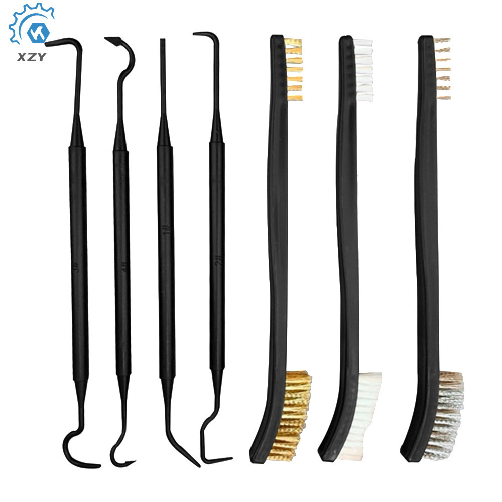 7PCS Dual Head Cleaning Brushes 6.7" inches 1 Nylon Brush Head 1 Copper ...