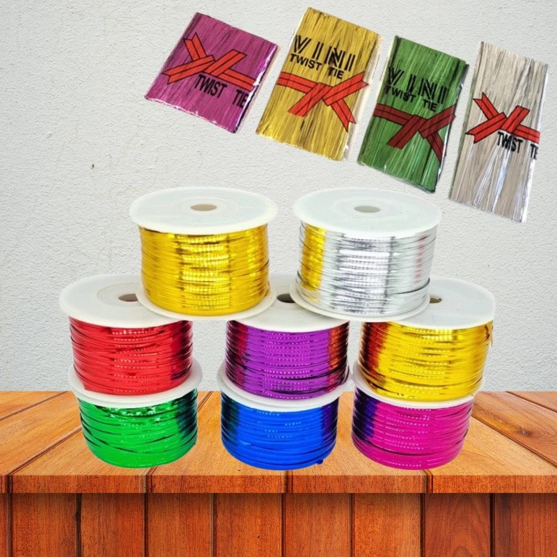 100 Yards Twist Wire Metallic Packaging Bag Tie tape Wrapping String ...