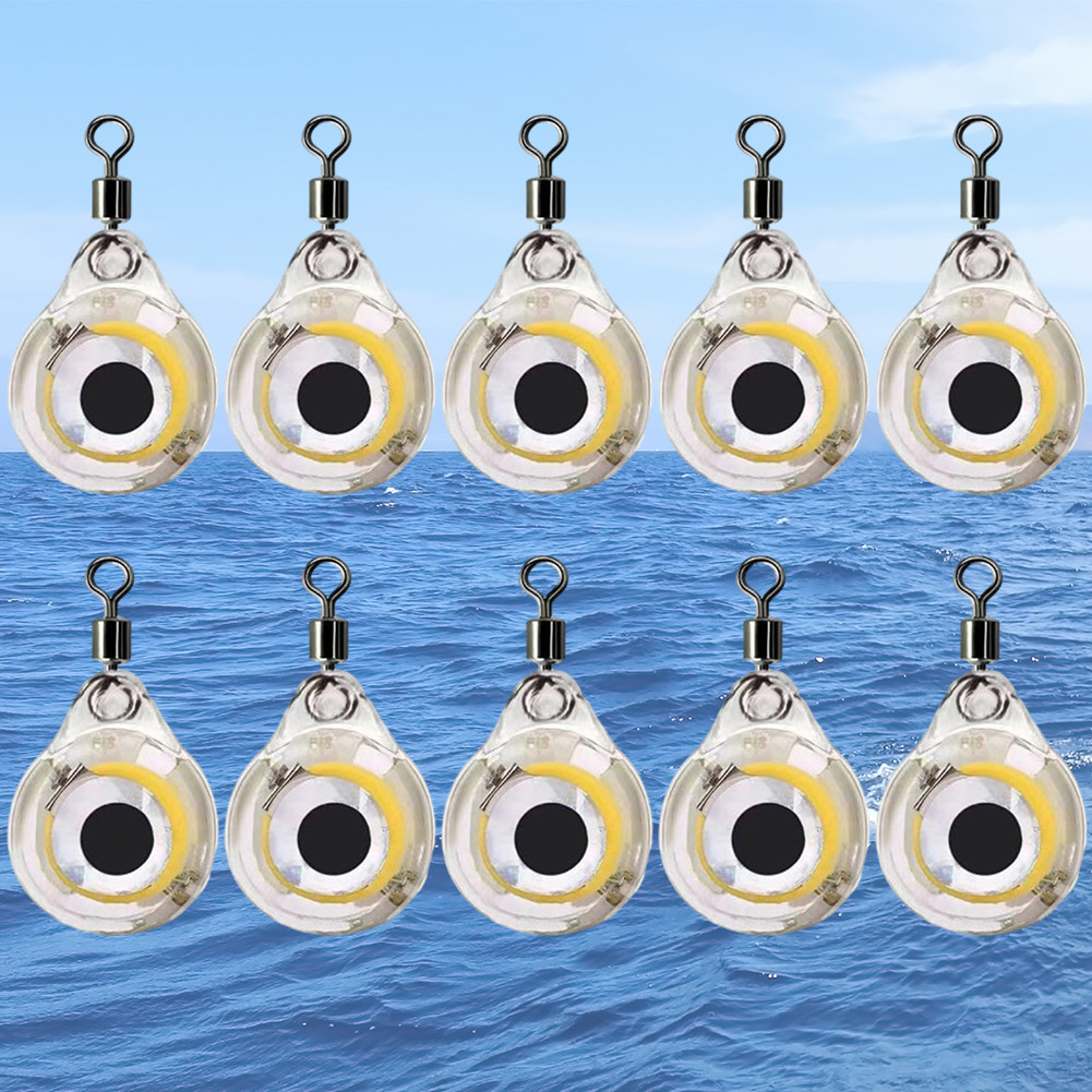 10Pcs Fishing Lure Light Mini Eye Shape Underwater Night Light Lure ...